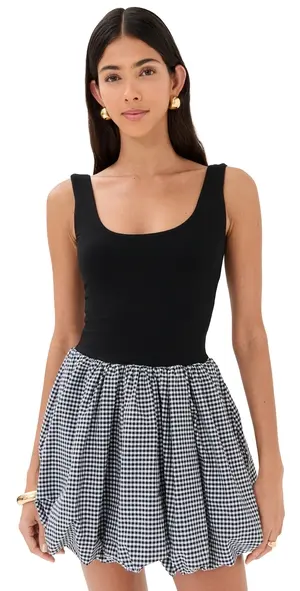 LE BOP Piper Combo Dress - Black/gingham