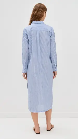 ALEX MILL Kerry Shirtdress In Seersucker Stripe - Blue/white