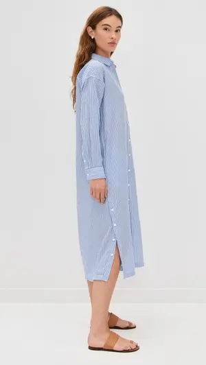 ALEX MILL Kerry Shirtdress In Seersucker Stripe - Blue/white