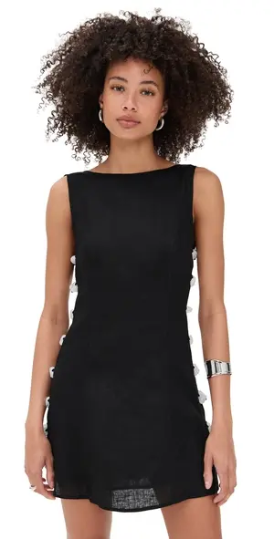 VRG GRL Tia Linen Mini Dress - Black