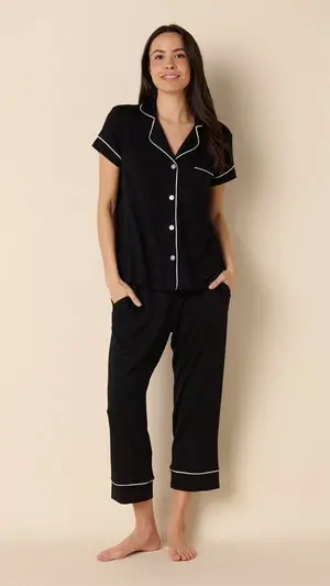 THE CAT'S PAJAMAS Pima Knit Capri Set - Midnight