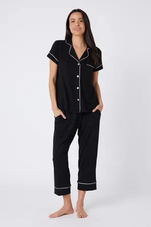 THE CAT'S PAJAMAS Pima Knit Capri Set Midnight