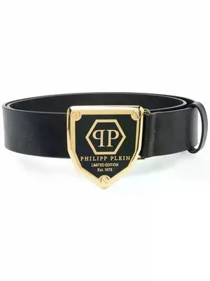 Philipp Plein Logo-plaque Leather Belt - Black