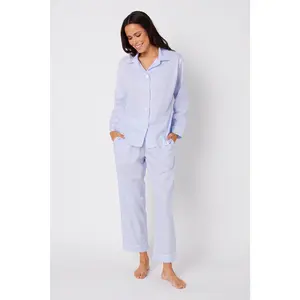 THE CAT'S PAJAMAS Gingham Pima Cotton Pajama Set Gingham Blue