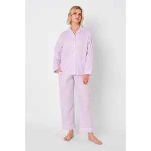 THE CAT'S PAJAMAS Gingham Pima Cotton Pajama Set Gingham Lavender
