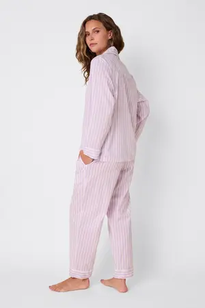 THE CAT'S PAJAMAS Gingham Pima Cotton Pajama Set - Lavender