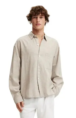COTTON ON Eli Long Sleeve Shirt - Textured Oatmeal