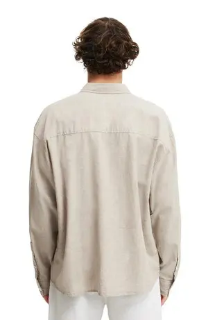 COTTON ON Eli Long Sleeve Shirt - Textured Oatmeal
