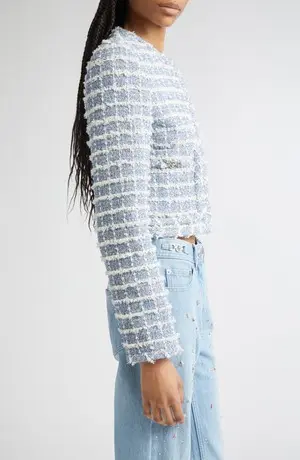Versace Medusa '95 Windowpane Tweed Crop Jacket