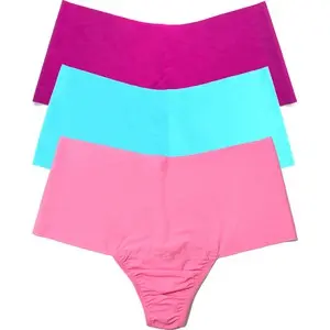 Hanky Panky Breathe Assorted 3-pack High Waist Thongs - Pacific/taffy/hot Fuschia