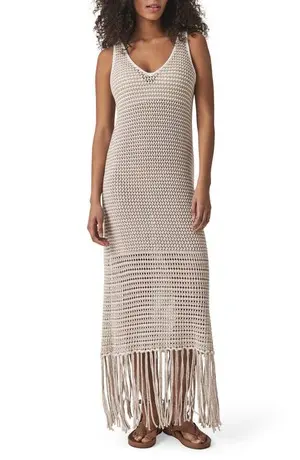 Splendid Kellan Open Stitch Sweater Dress - White/ Fawn