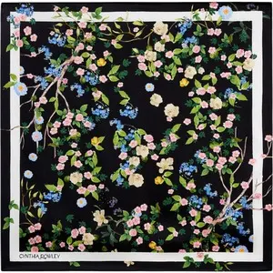 Cynthia Rowley Bloom Silk Scarf - Black Floral