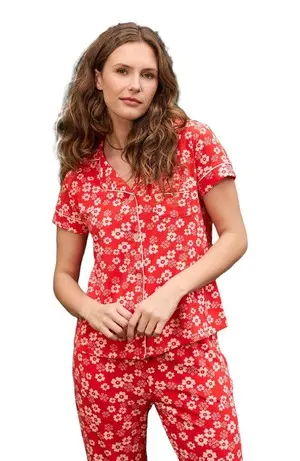 THE CAT'S PAJAMAS Pima Knit Holiday Capri Set - Cece