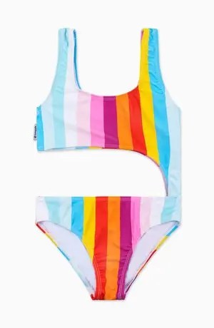 LIMEAPPLE Striped Cut Out One Piece Swimsuit