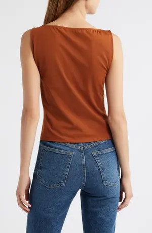 FRAME Ruched Sleeveless Top - Chestnut