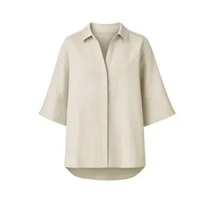 MONLICIA Iyan 100% Linen Oversized Button-up Shirt - Beige