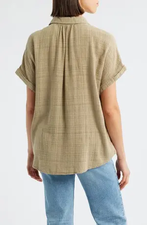 CLOTH & STONE Plaid Short Sleeve Shirt - Willow Tree