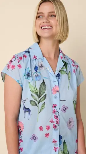 THE CAT'S PAJAMAS Floral Cotton Voile Short-sleeved Capri Pajama Set - Deerly