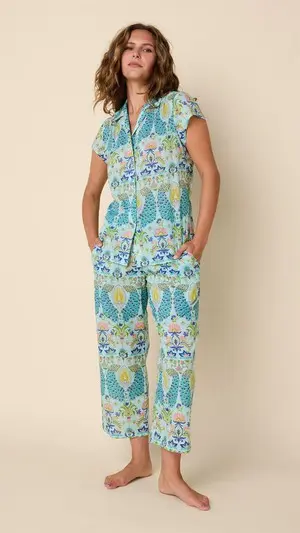 THE CAT'S PAJAMAS Voile Capri Set Peacock