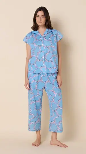 THE CAT'S PAJAMAS Voile Capri Set - Skyblush Garland