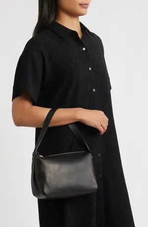 Clare V. Fleurine Leather Shoulder Bag - Black