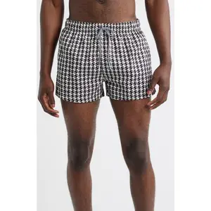 BOARDIES Printed Short Swim Trunks - Black/ Cream