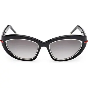CHRISTIAN LOUBOUTIN So Kate 55mm Cat Eye Sunglasses - Black/ Zeiss Smoke Lens