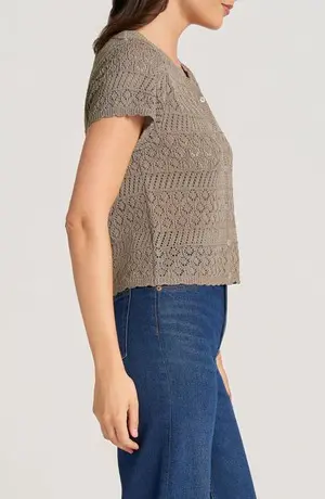 Matty M. Orla Short-sleeve Cardigan - Dusty-olive