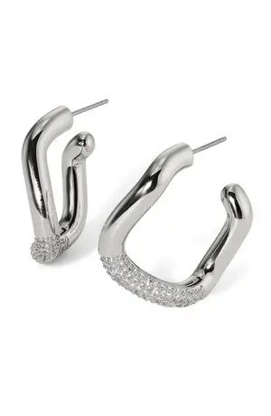 Nadri Alma Pavé Hoop Earrings - Rhodium