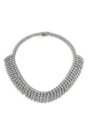 Nadri Starlight Crystal Fringe Collar Necklace - Rhodium
