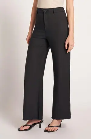 Matty M. Lizzie Crop Wide-leg Pants - Black/ivory