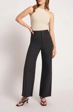 Matty M. Lizzie Crop Wide-leg Pants - Black/ivory