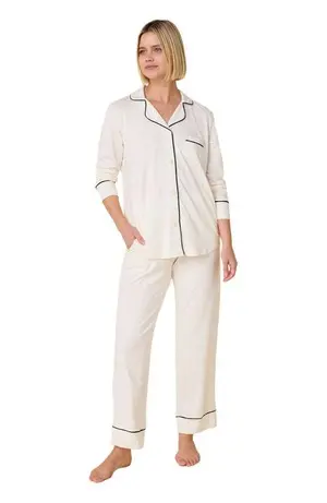 THE CAT'S PAJAMAS Pima Knit Pajama Set - Ivory