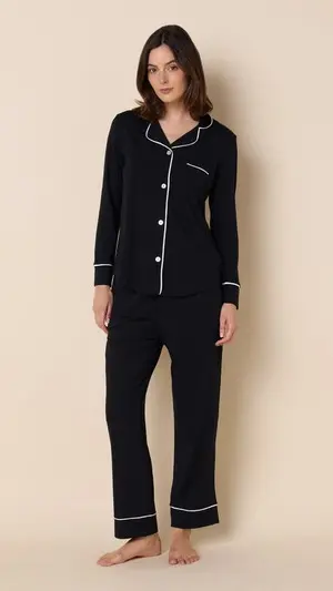 THE CAT'S PAJAMAS Pima Knit Pajama Set - Midnight