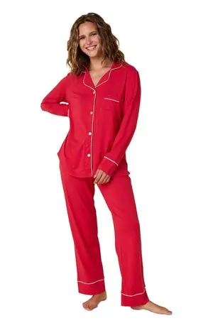 THE CAT'S PAJAMAS Pima Knit Pajama Set - Red