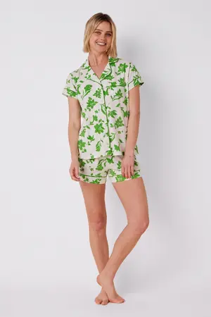THE CAT'S PAJAMAS Pima Knit Pajama Short Set - Isa