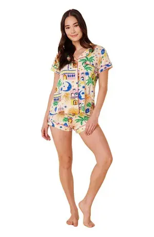 THE CAT'S PAJAMAS Pima Knit Short Set - Moroccan Magic