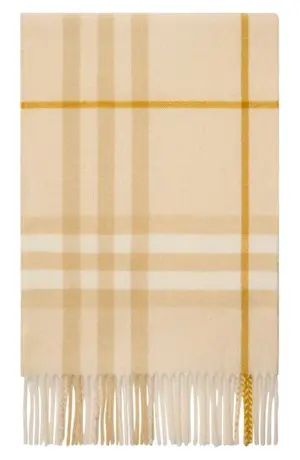 Burberry Giant Check Cashmere Scarf - White Denim