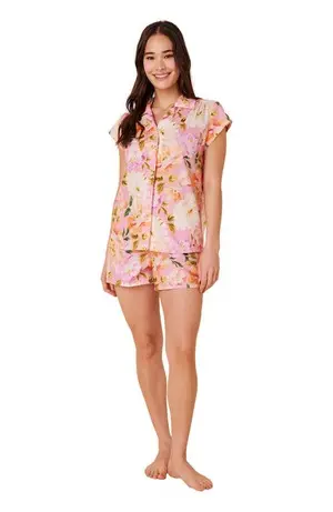 THE CAT'S PAJAMAS Luxe Pima Short Print Set Blush Rose