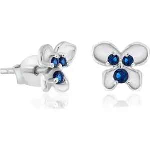 DONATELLO GIAN Sterling Silver Flower Stud Earrings - Blue