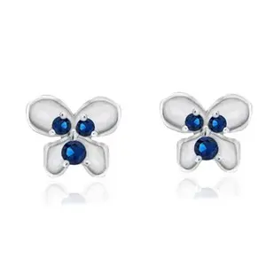 DONATELLO GIAN Sterling Silver Flower Stud Earrings - Blue