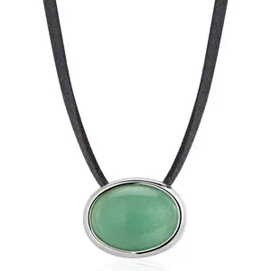 LUV AJ Sunset Stone Pendant Cord Necklace - Silver