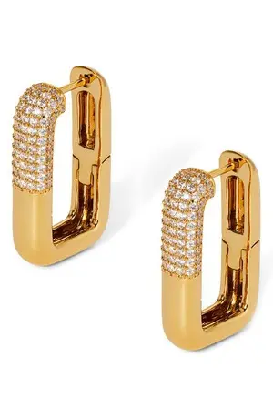 Nadri Alma Pavé Square Hoop Earrings - Gold