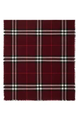 Burberry Giant Check Lightweight Wool Scarf Oxblood Red