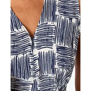 Whistles Graphic-print Sleeveless Woven Jumpsuit - Blue