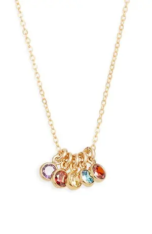 SET & STONES Multi Birthstone Charm Necklace - Gold / 5 Charms