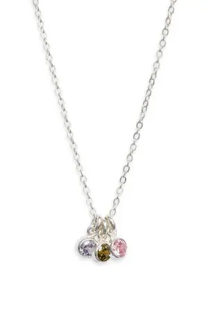 SET & STONES Multi Birthstone Charm Necklace Silver/3 Charms