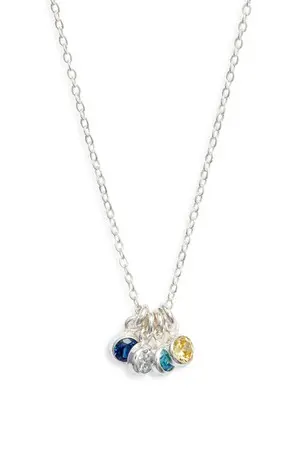 SET & STONES Multi Birthstone Charm Necklace Silver/4 Charms