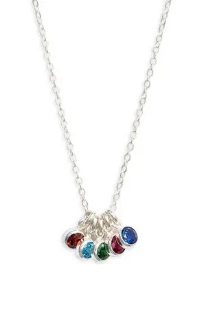 SET & STONES Multi Birthstone Charm Necklace - Silver/5 Charms