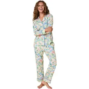 THE CAT'S PAJAMAS Pima Knit Pajama Set Conversational - Butterfly Floral
